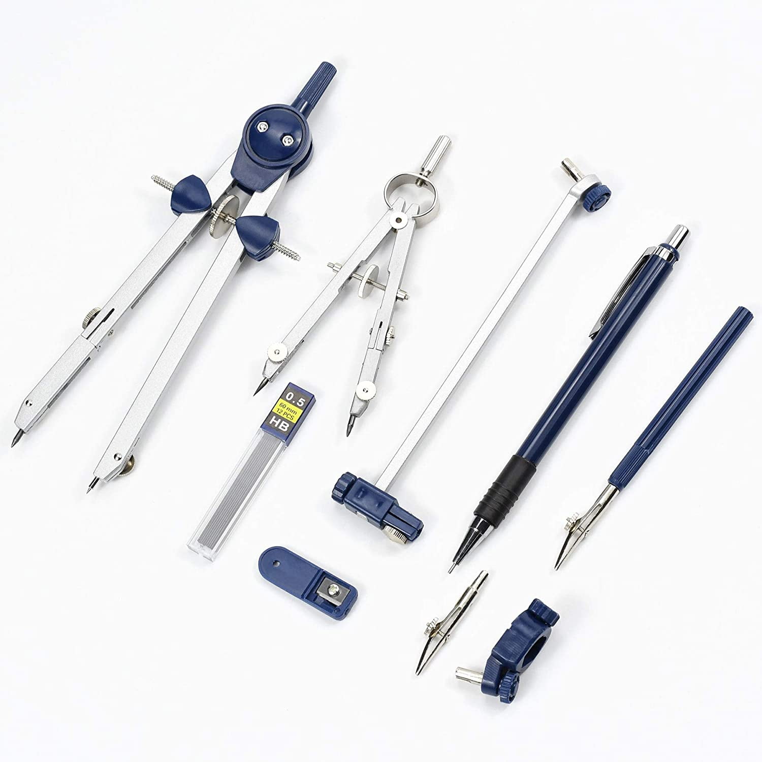 Buy 9Pc Geometry Set Metal Compass Geometry Precision Tool for Student ...