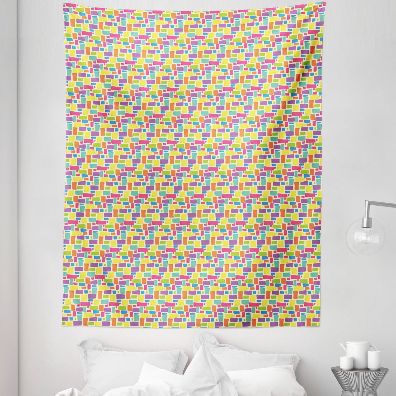 Colorful Tapestry, Hipster Funky Mosaic of Color Blocks and Rectangles ...