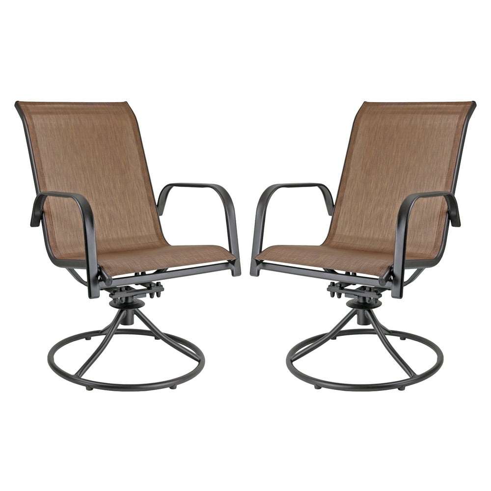 Garden Elements Sienna Swivel Rocker Metal Patio Chair, Brown Espresso ...