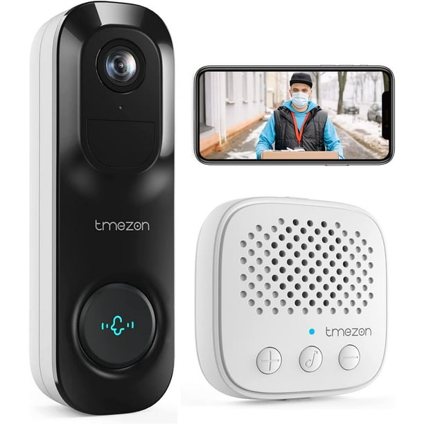 TMEZON Wireless Doorbell Camera, 2K Smart Video Doorbell Works with ...