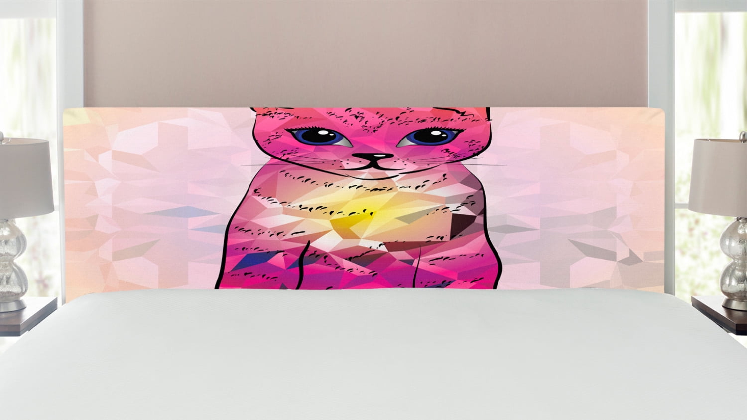 Cat Headboard, Geometrc Digital Color Robot Cat with Technologic ...