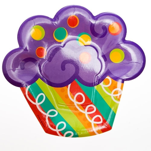 Happy Birthday Cupcake Shaped Large Paper Plates (6ct) - Walmart.com