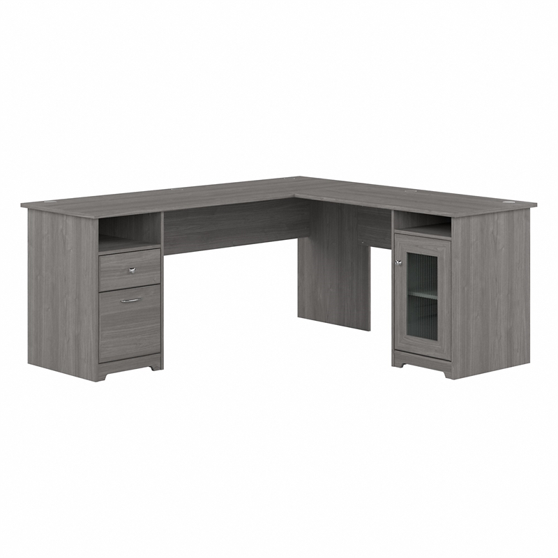 Cabot 72W L Shaped Computer Desk with Storage in Modern Gray ...
