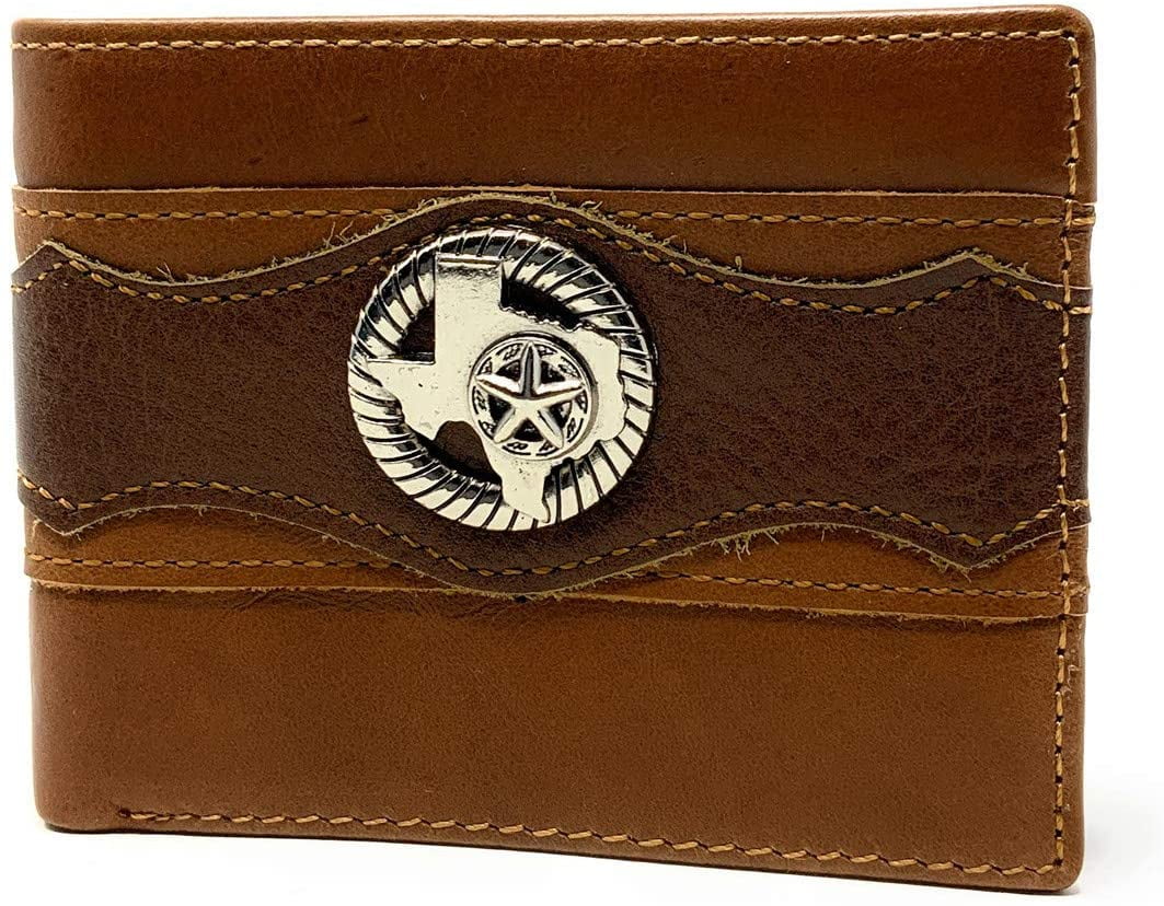 Texas West Tooled Texas State Map Genuine Glossy Leather Men's Wallet ...