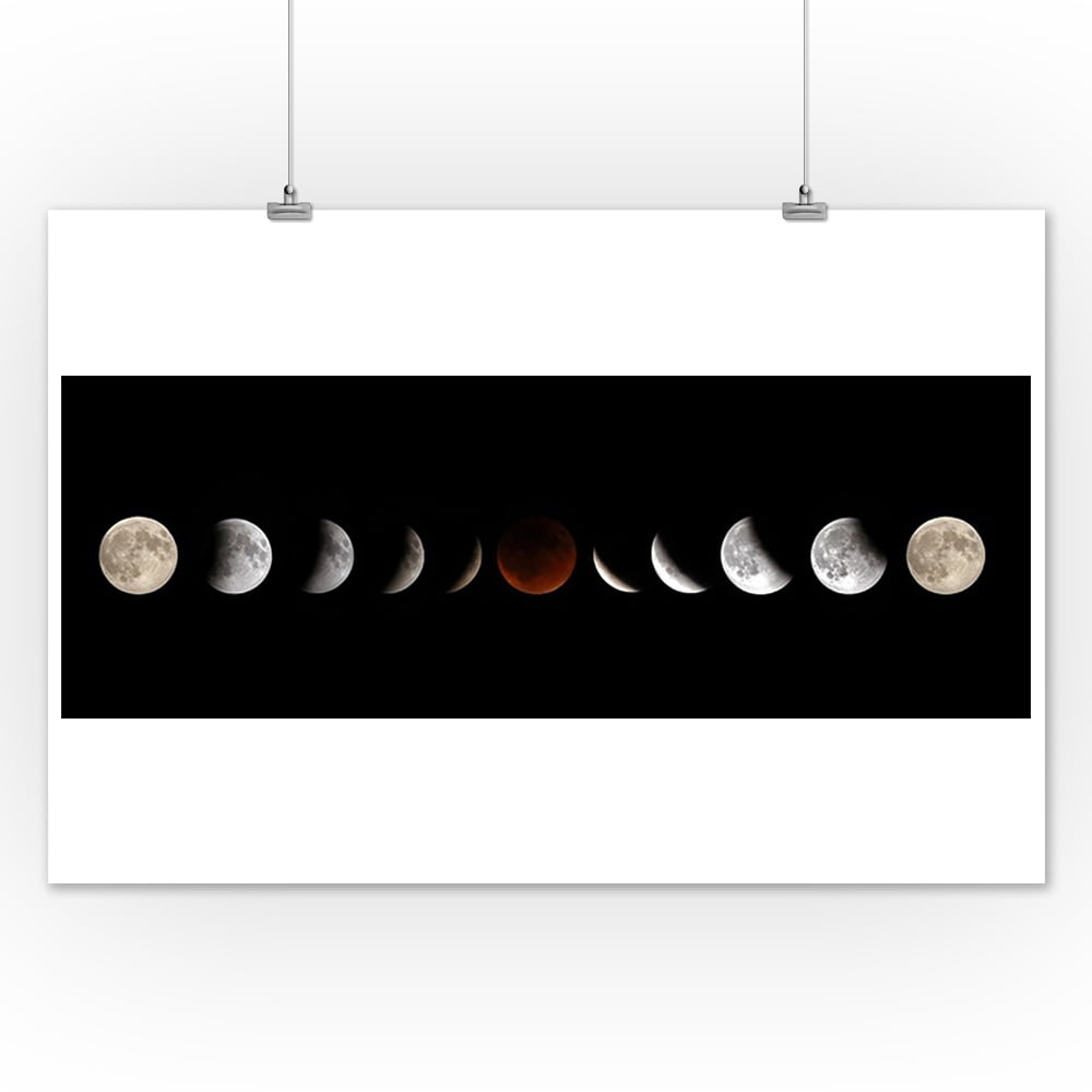 Full Moon Lunar Eclipse Phases Photography A-90395 (12x18 Art Print ...