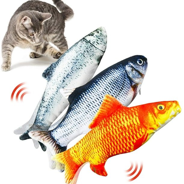 3 Pieces Electric Moving Fish Cat Toy, Realistic Flopping Fish Plush ...