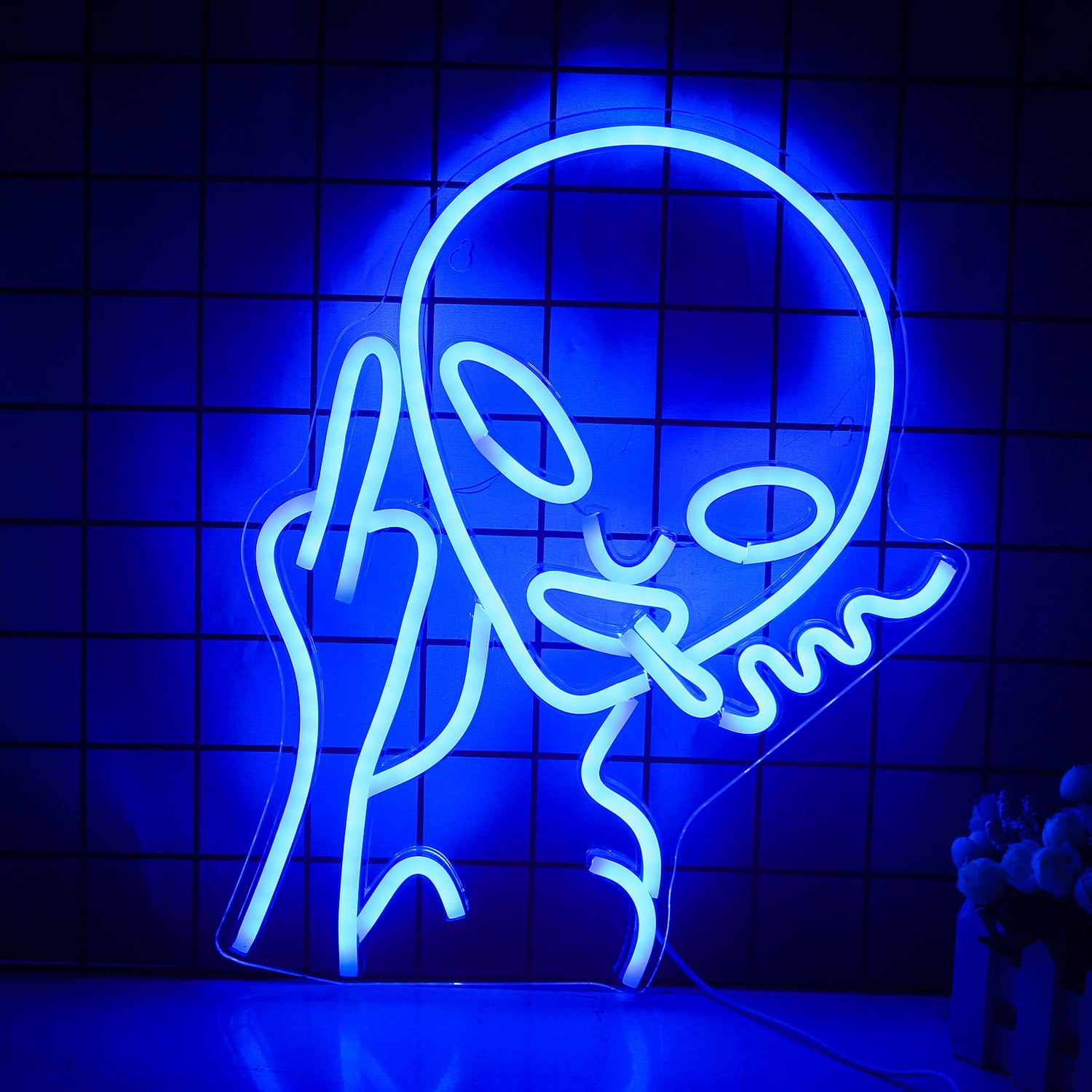 Buy Wanxing Blue Alien Neon Signs Funny LED Light Sign for Shop Bar Pub ...