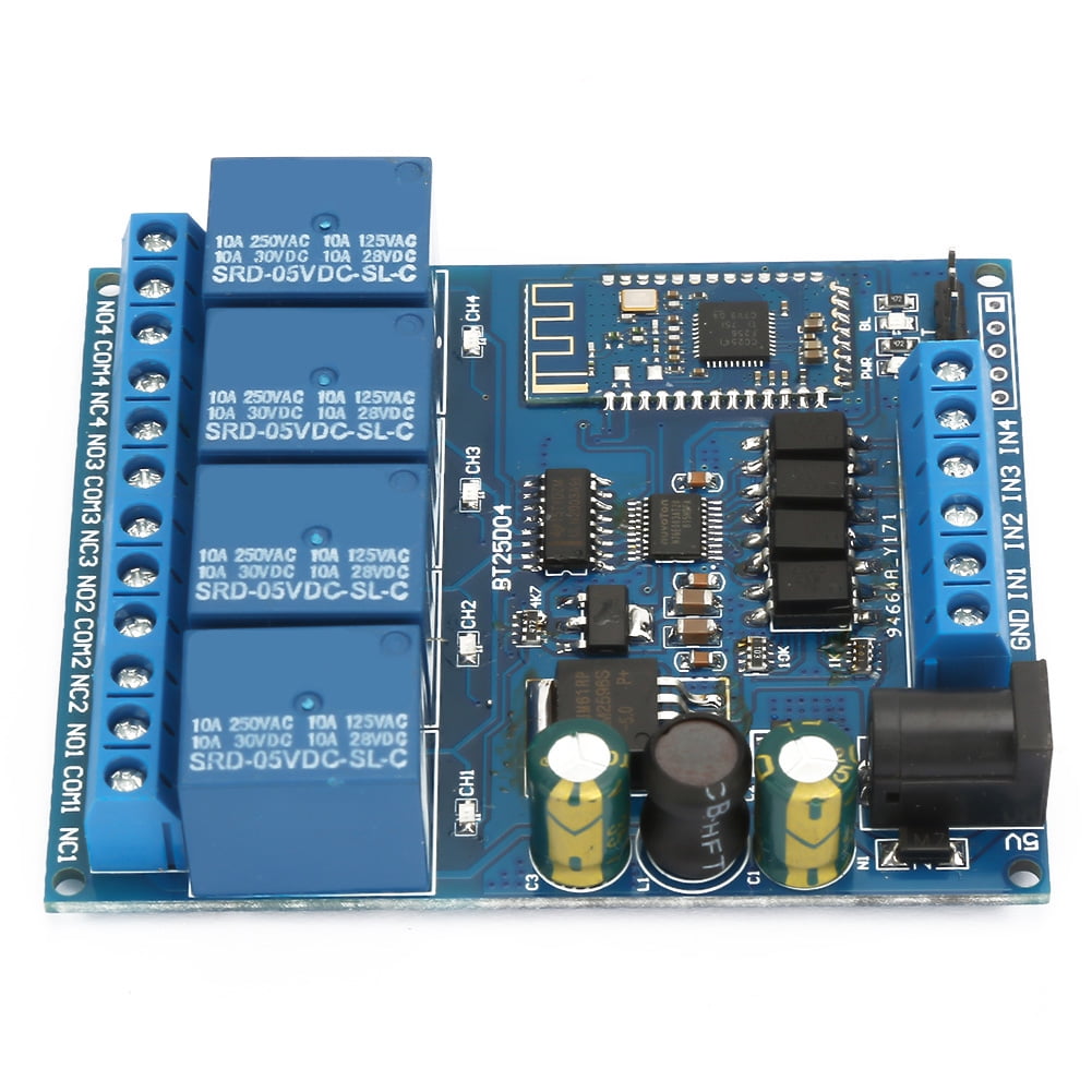 Relé Bluetooth de 4 canales, módulo de control inalámbrico Bluetooth ...