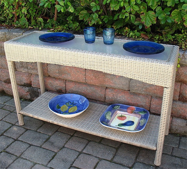Caribbean Serving Console Table with Frosted Glass - Walmart.com