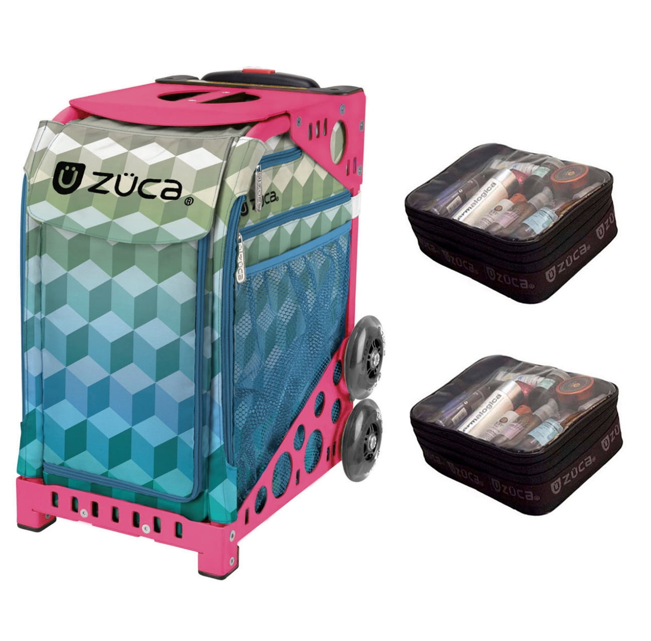 Zuca 18" Sport Bag - Cubizm with 2 Small Utility Pouch (Pink Frame ...