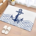 Blue White Anchor Washable Entry Rug 2x3 Nautical Navy Blue Ocean Waves ...
