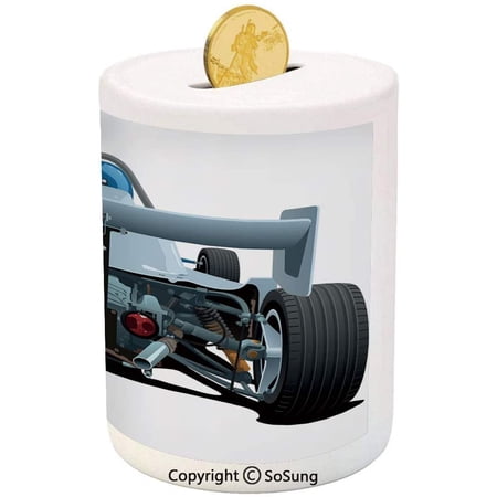 Cars Ceramic Piggy Bank,Back View of a Formula 1 Race Car Rally ...