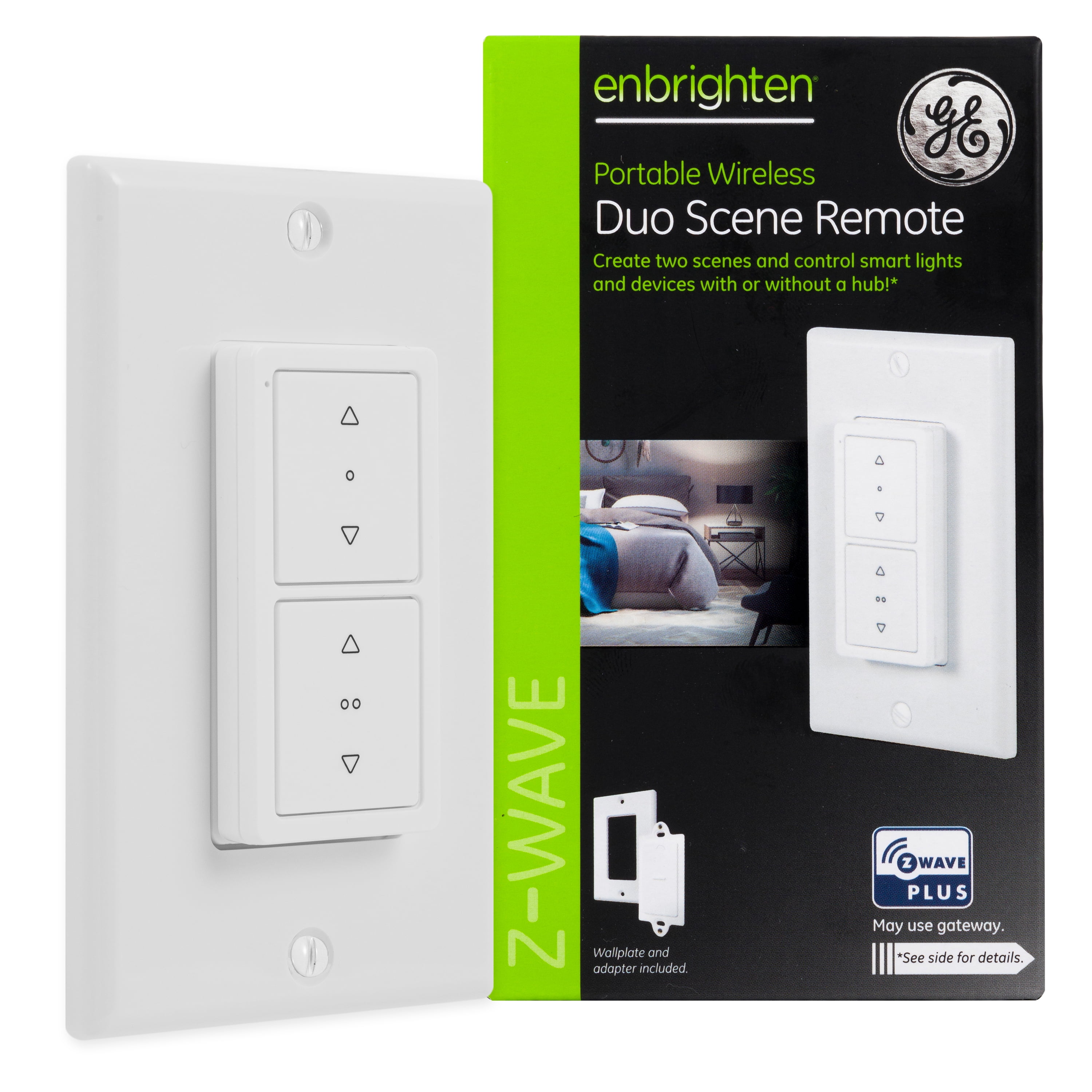 GE Enbrighten Z-Wave Duo Scene Portable Wireless Remote, 34174 ...