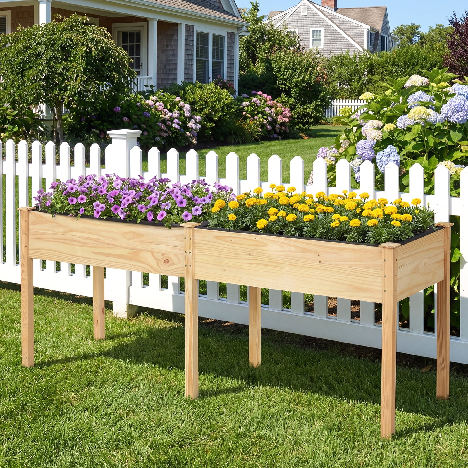 Click here for Costway Raised Garden Bed Elevated Pine Wood Plant... prices