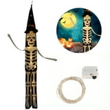 BUTORY Halloween Windsock Pumpkin Skeleton Hand Flag with String Lights ...