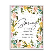 Cheerful Spring Typography Quote Floral Blossom Border White Framed ...