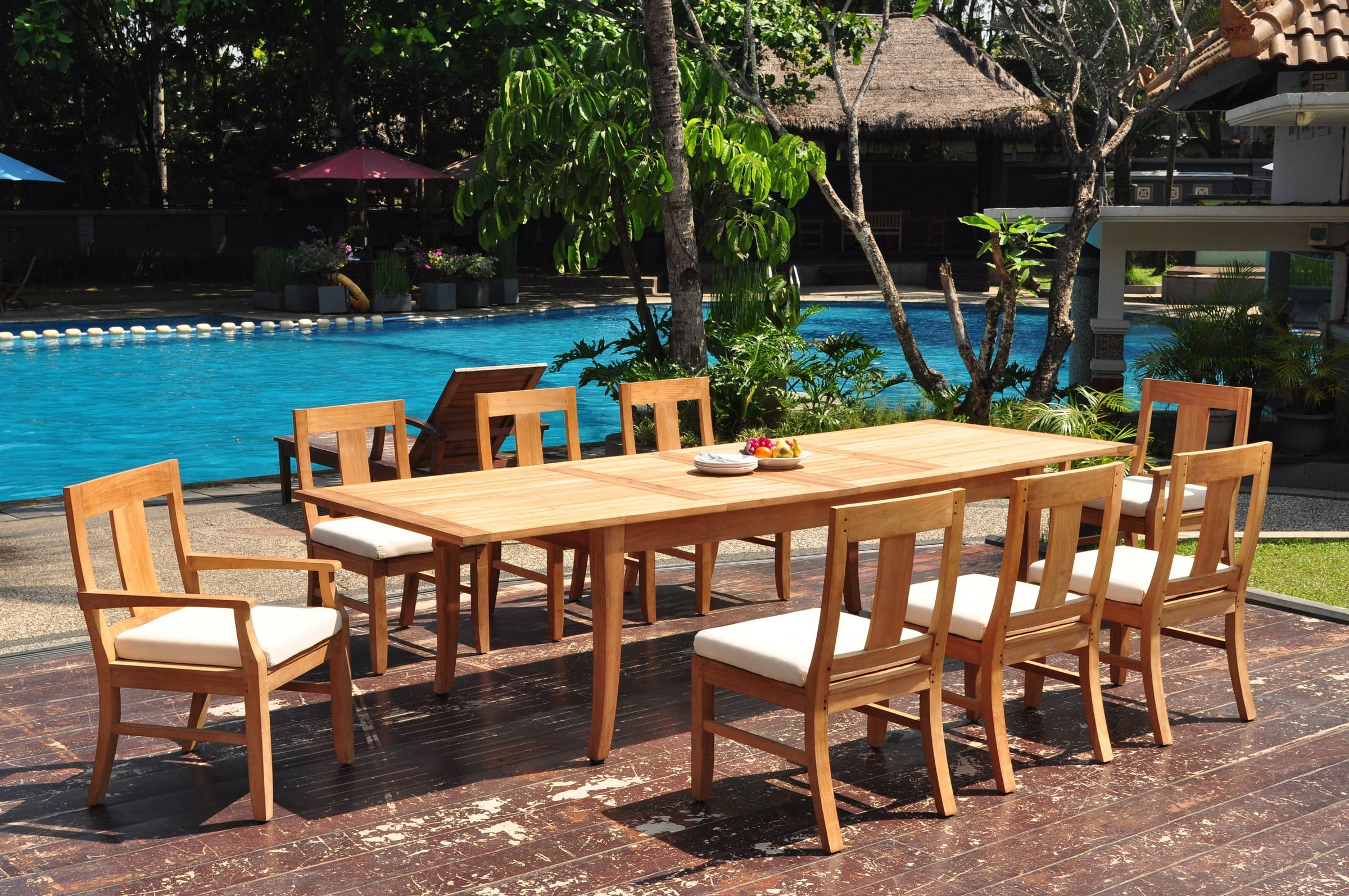 Grade-A Teak Dining Set: 8 Seater 9 Pc: 122
