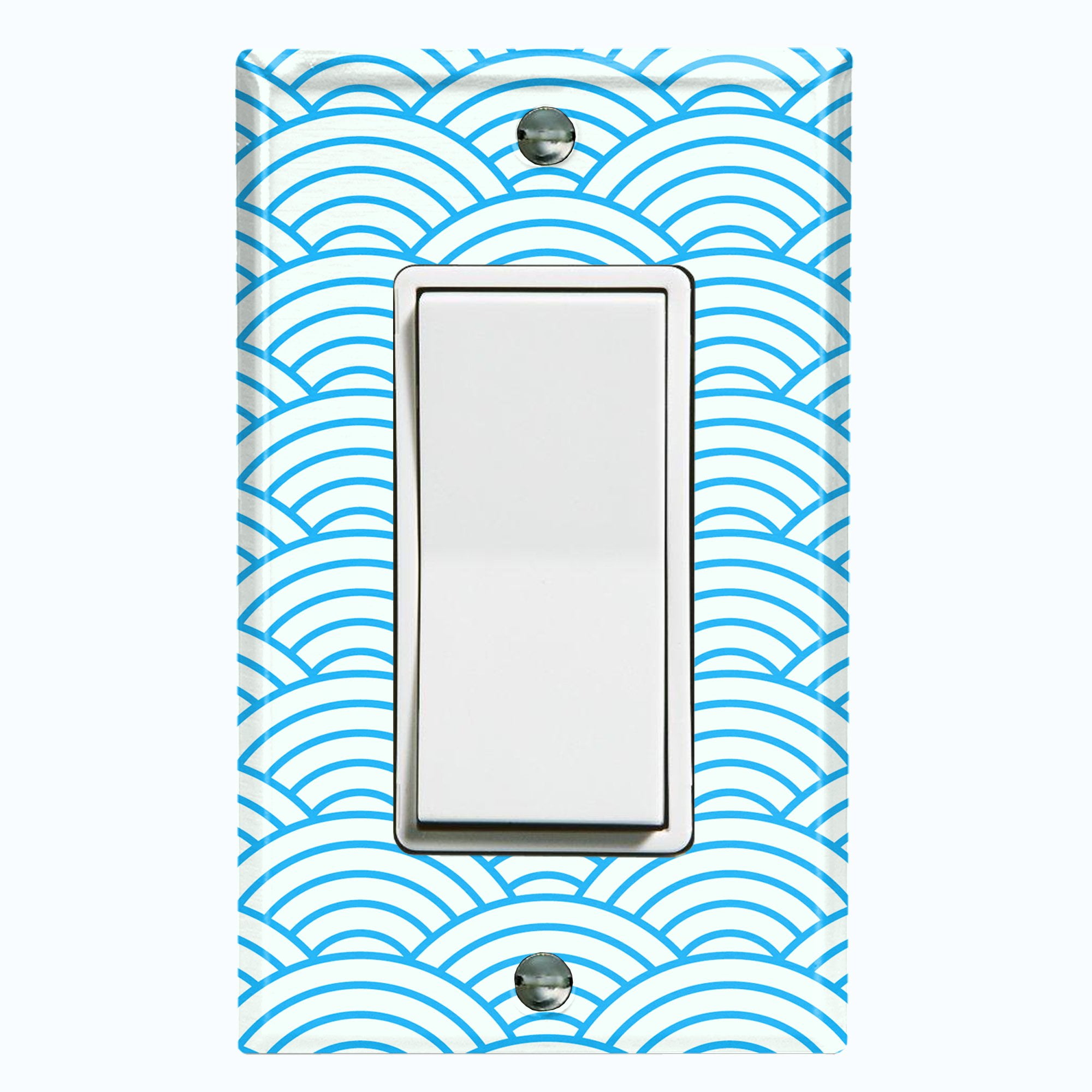Metal Light Switch Plate Cover Japanese Sea Wave Pattern Teal Wallpaper ...