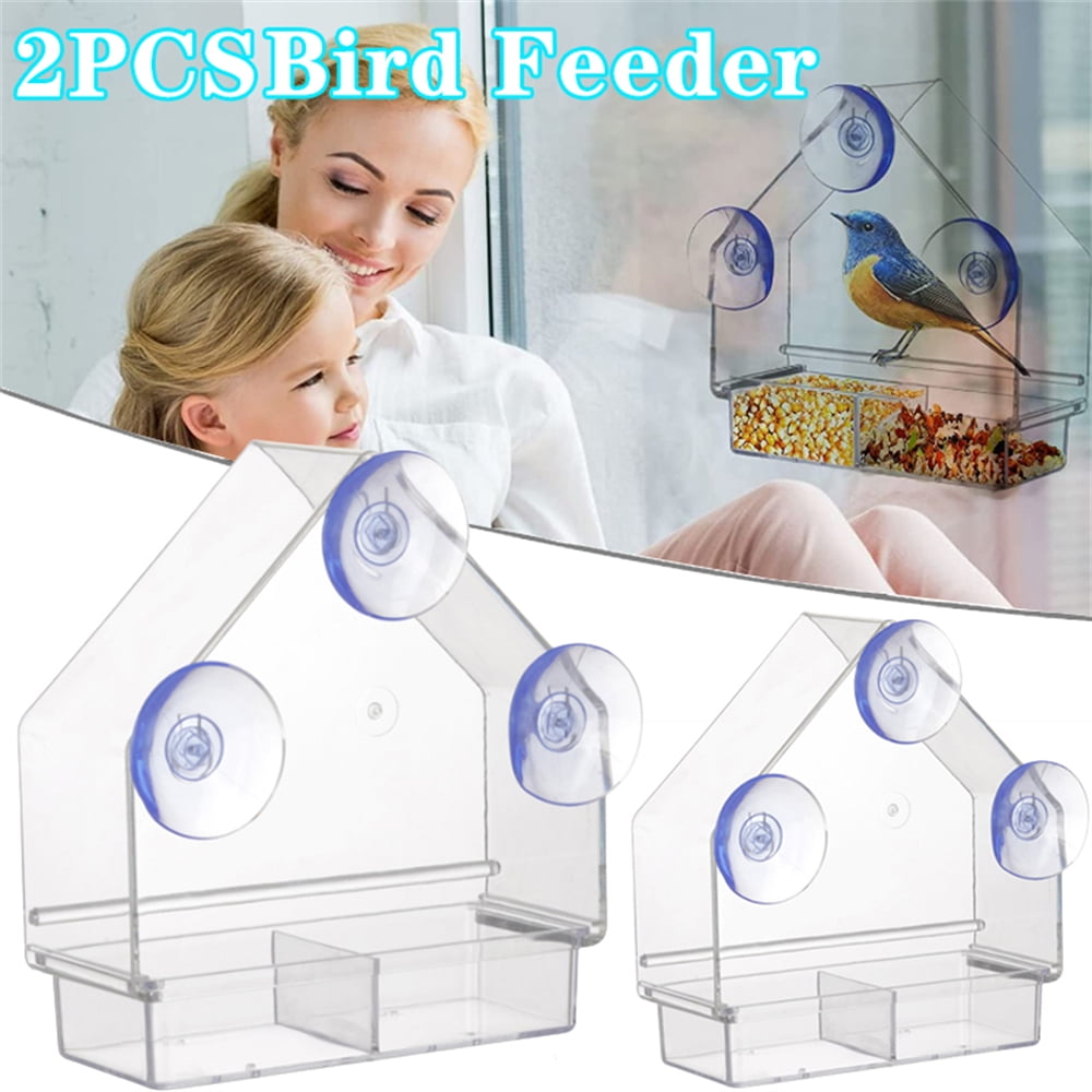 2x Squirrel Proof Window Bird Feeders with Suction Cups - Walmart.com