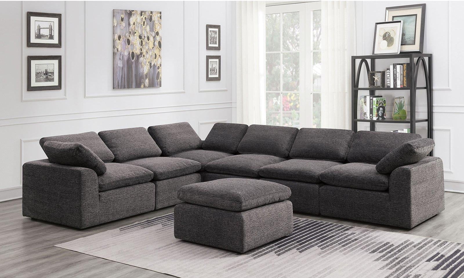 Contemporary Gray Chenille Sectional Sofa in 6pcs FOA CM6974GY-6SEAT ...