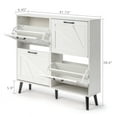 Rustic White Barn Door Shoe Cabinet 4 Flip Top Compartments Triple ...
