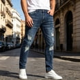 Ceisia Men's Distressed Slim Fit Ripped Denim Jeans Blue L Gifts for ...