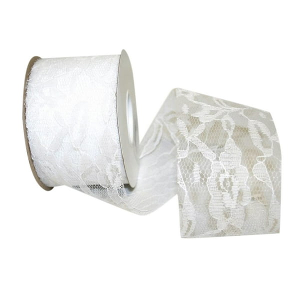 Reliant Ribbon All Occasion White Charlene Lace Ribbon, 900" x 2.5 ...