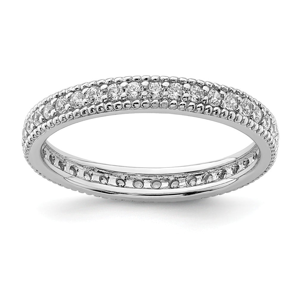 925 Sterling Silver Rhodium Plated Cz Cubic Zirconia Simulated Diamond