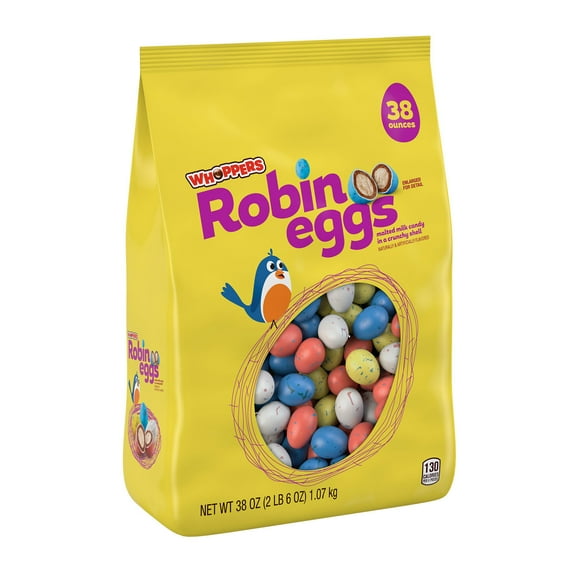 Whoppers Robin Eggs Malted Milk Balls Easter Candy, Bulk Bag 38 oz