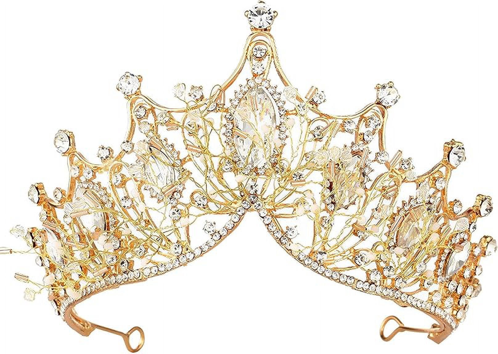 Corona de princesa dorada Li build cristal de pedrería para disfraz ...