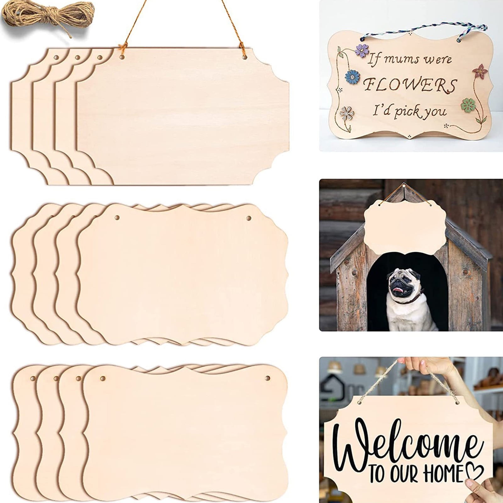 Click here for Zttd 12pcs Unfinished Wood Crafts  Rectangle-Shape... prices