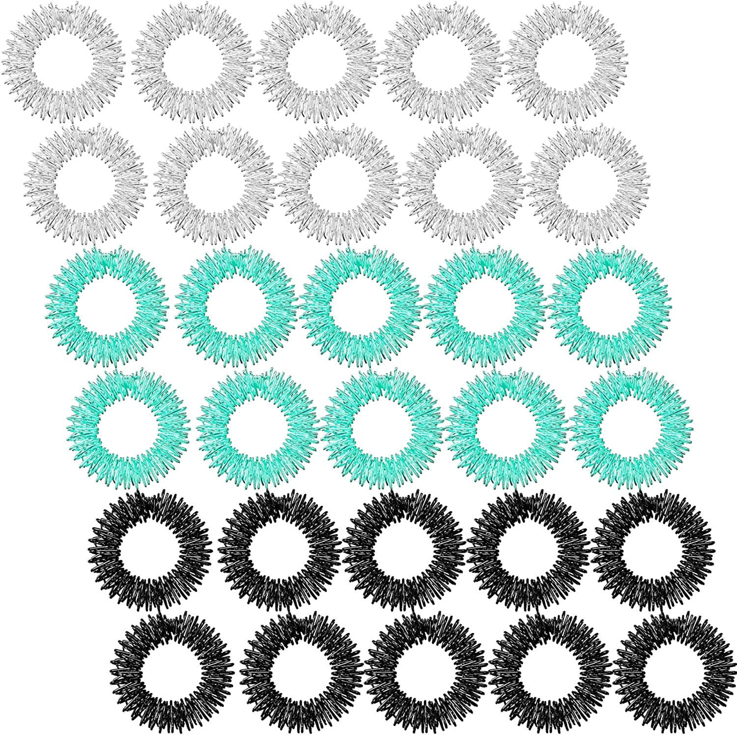 30 Pieces Spiky Sensory Finger Rings, Spiky Finger Ring/ Acupressure Ring Set for Teens, Adults ...