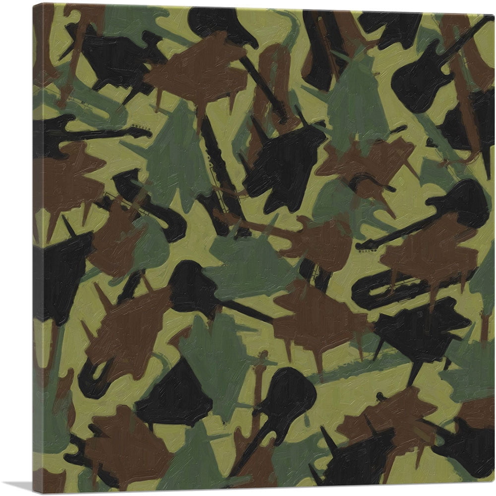 ARTCANVAS Army Green Camo Camouflage Musical Instruments Piano Pattern ...