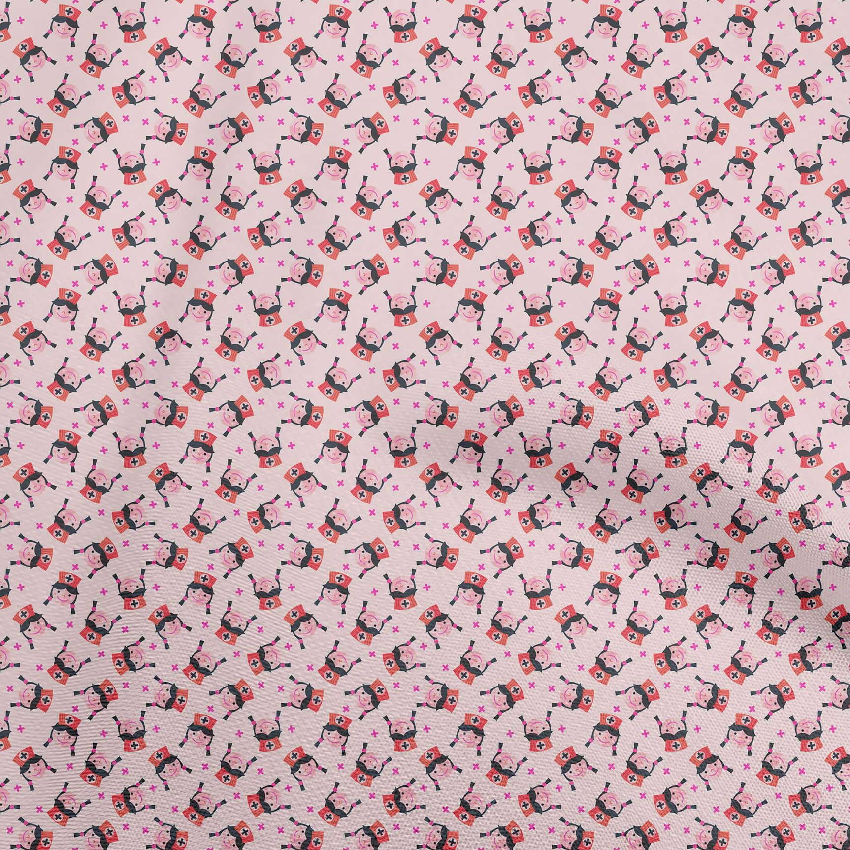 oneOone Silk Tabby Pink Salmon Fabric Medical Sewing Material Print ...