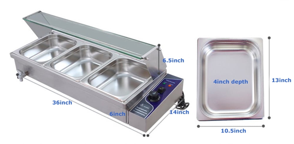 Buy INTBUYING Food Warmer Canteen Buffet Steam Heater Commercial Bain ...