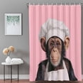 Chef Chimpanzee Shower Curtain, Animal Pink Background Waterproof ...