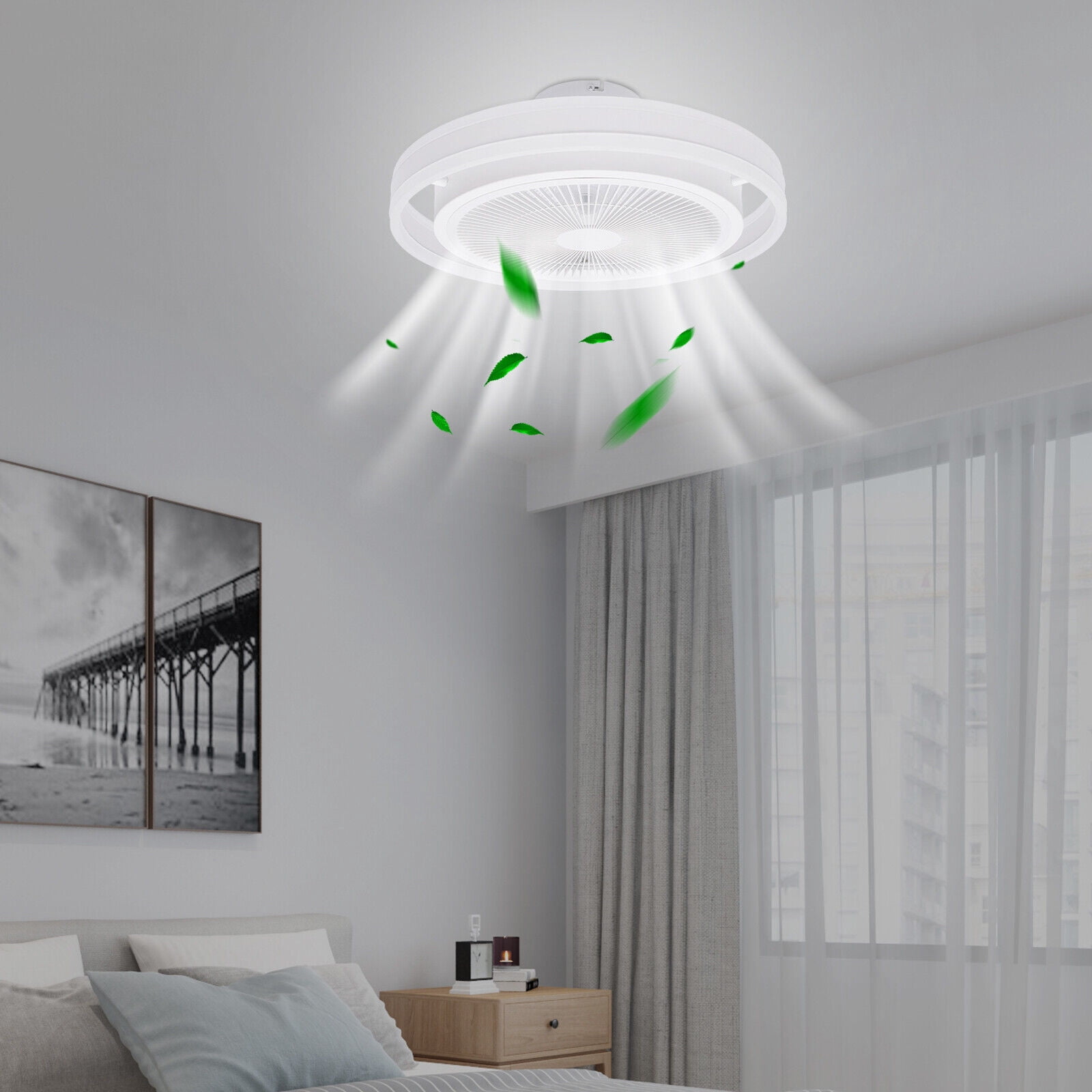 Encased Ceiling Fan With Light | Shelly Lighting