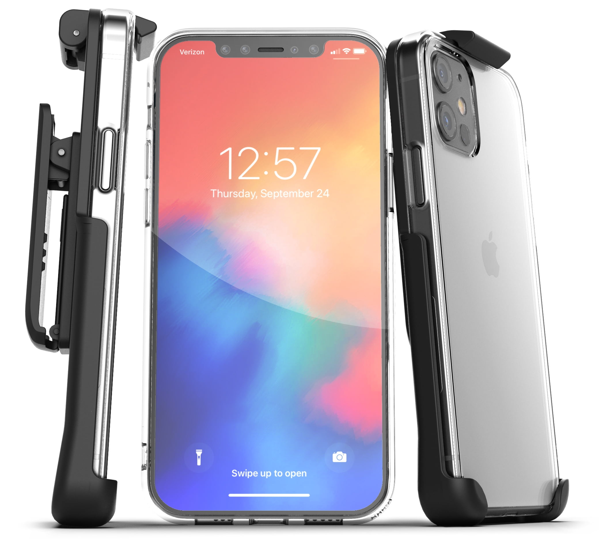 Encased Apple iPhone 12 Belt Clip Case (2020) Protective Slim Clear ...
