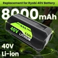 4-Pack 8000mAh OP4060A Battery Replacement for Ryobi 40V Battery and ...