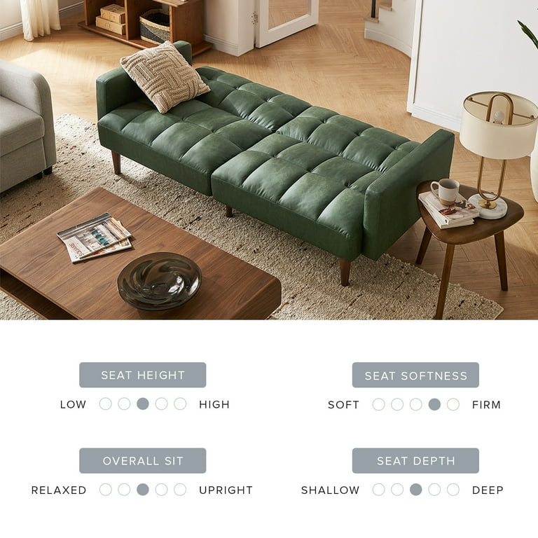 Faux leather futon with arms store