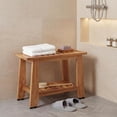 TEAKAURA Teak Shower Bench Stool, 24'' Heavy Duty Teak Wood Bathroom ...