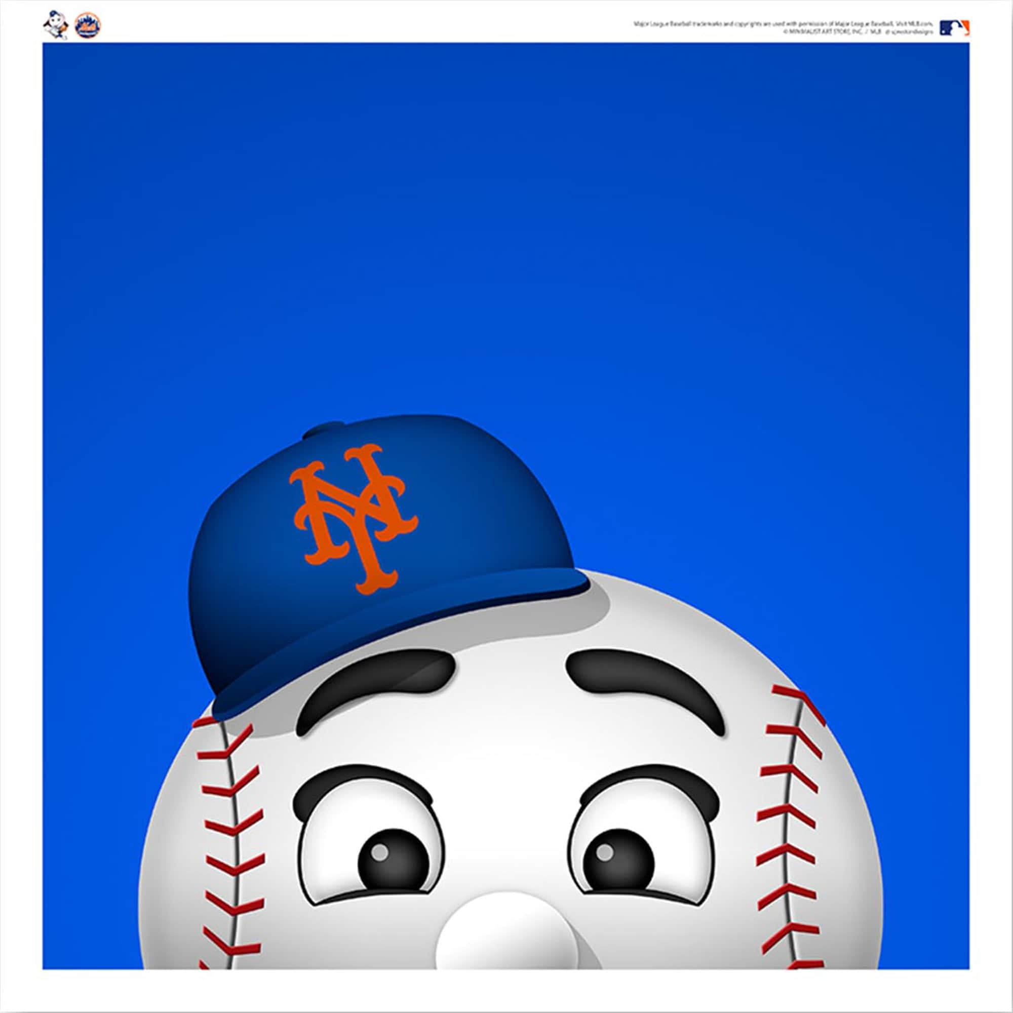 Mr. Met New York Mets 12'' x 12'' Minimalist Mascot Poster Print ...