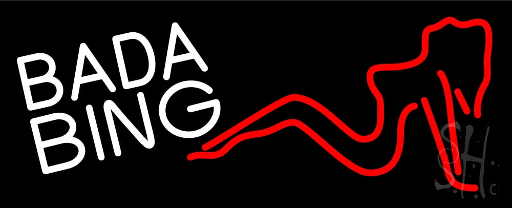 White Bada Bing Girl LED Neon Sign 10" Tall x 24" Wide - inches Black ...