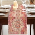 Aztec Southwest Table Runner, Orange Boho Ethnic Floral Geometric Art ...