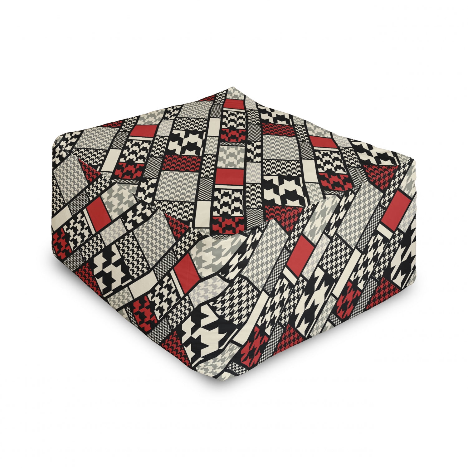 Modern Rectangle Pouf, Minimalist Abstract Pattern with Retro Fashion ...