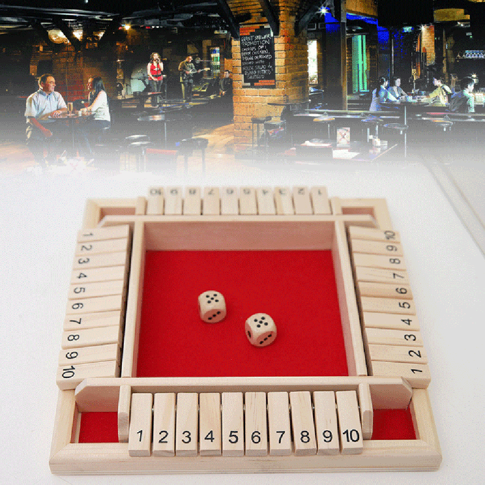 Wooden Board Game Shut the Box Dice Game Mathematic Traditional Dice ...