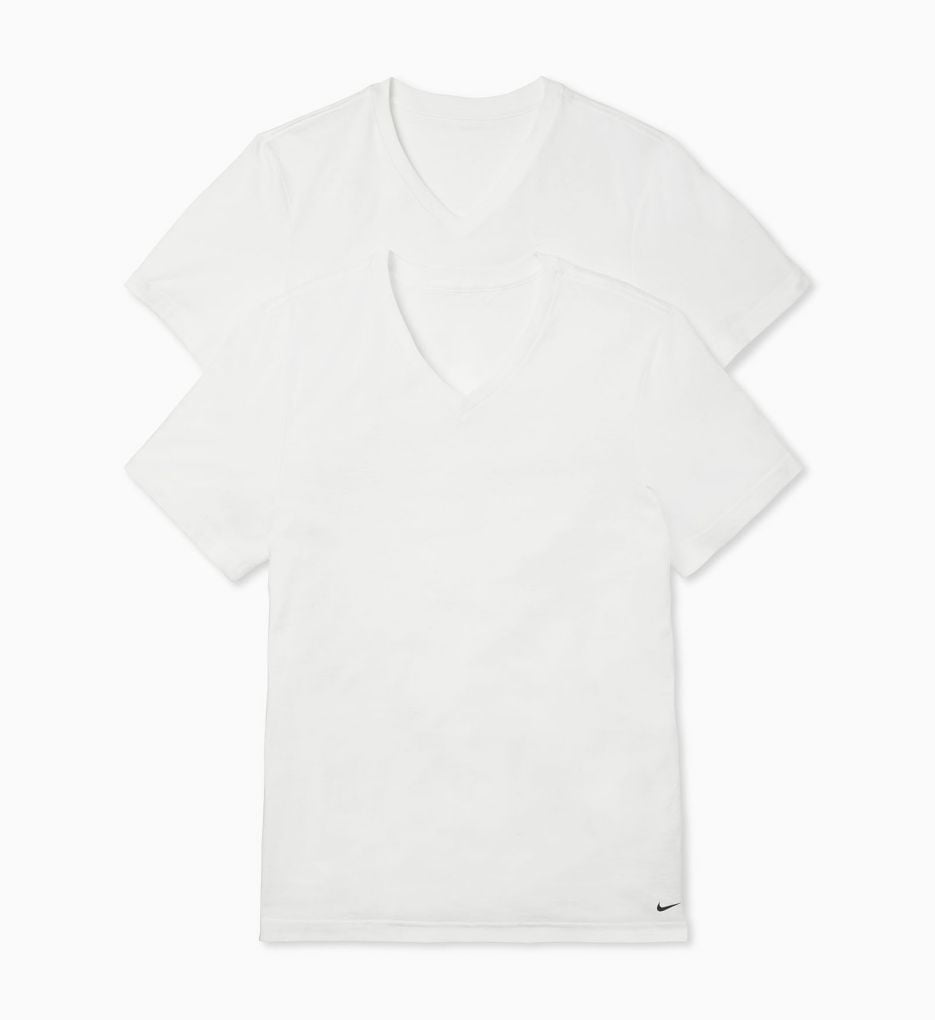 Mens Nike Ke1192 Essential Cotton Stretch V Neck T Shirt 2 Pack
