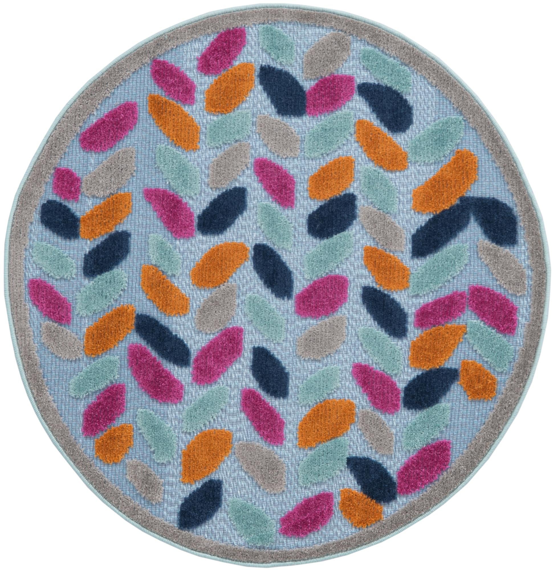 Rugs.com Aruba Outdoor Collection Rug – 3 Ft Round Blue Low-Pile Rug ...