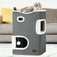 DEXTRUS Modern 3-Level Cat Cube Condo, Scratching Post, Hammock Bed ...