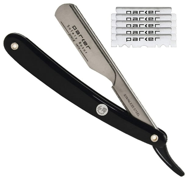 Parker PTB Professional Straight Edge Barber Razor with 5 Blades from ...